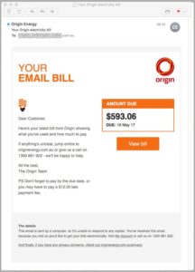 Origin Energy fake electricity bill - Cyber Insurance Australia